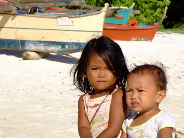 Children on a small island in the philippines